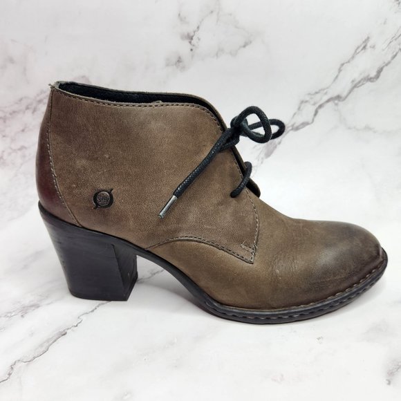 Born | Shoes | Born Fina Leather Stack Heeled Lace Up Ankle Chukka ...